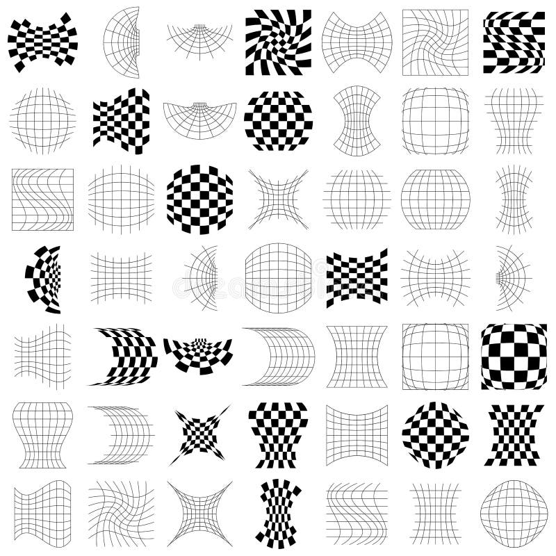Distorted, Deformed Grids, Meshes, Checkerboards. Abstract Warp, Tweak ...