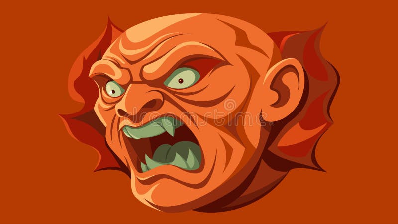 A Distorted Face Its Features Twisted in Rage Molded and Sculpted from ...