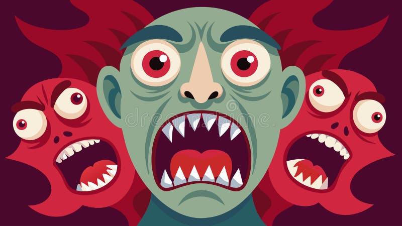 A Distorted Face with Multiple Eyes and Mouths Symbolizing the ...