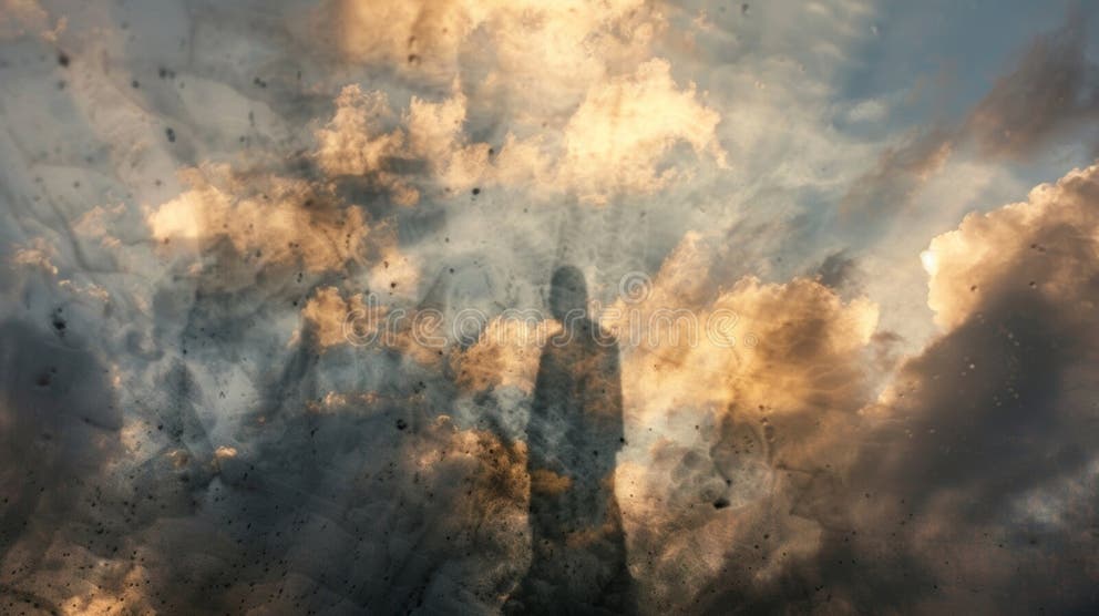 A Distorted Figure Projected Onto the Canvas of Clouds Its Shadow ...