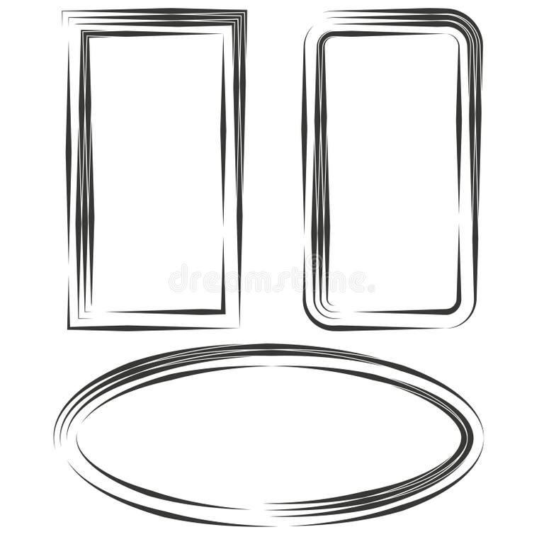 Distorted Frame Set. Abstract Border Collection. Black Outline Shapes ...