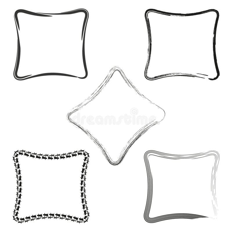 Distorted Frame Shapes. Abstract Border Designs. Black Thin Outline ...