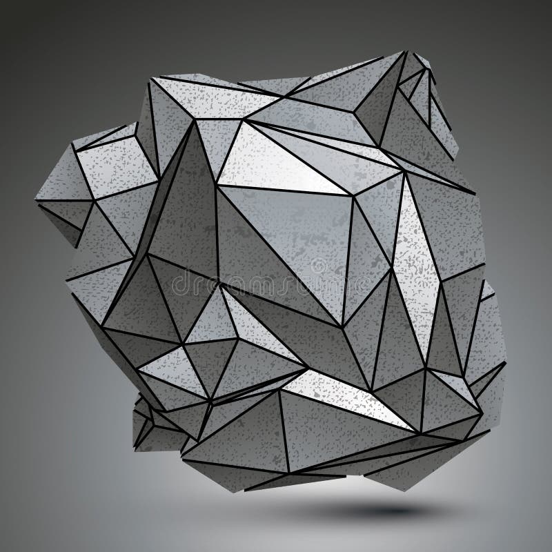 Galvanized Facet 3d Sphere, Grayscale Abstract Object. Stock Vector ...