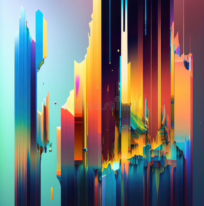 Distorted Glitch Geometric Liquid Background. Generative AI Stock ...