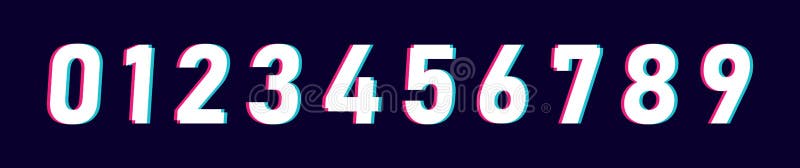 Distorted Glitch Numbers from Zero To Nine. Glitch Font with Distortion ...
