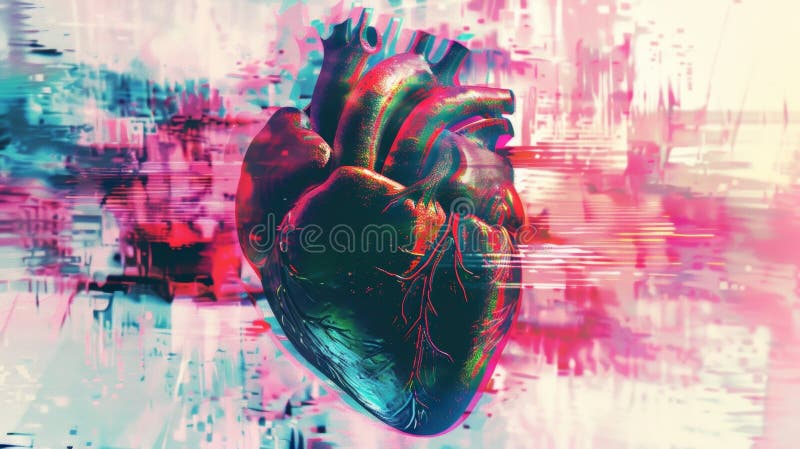A Distorted and Glitchy Image of a Human Heart Reflecting the Emotional ...