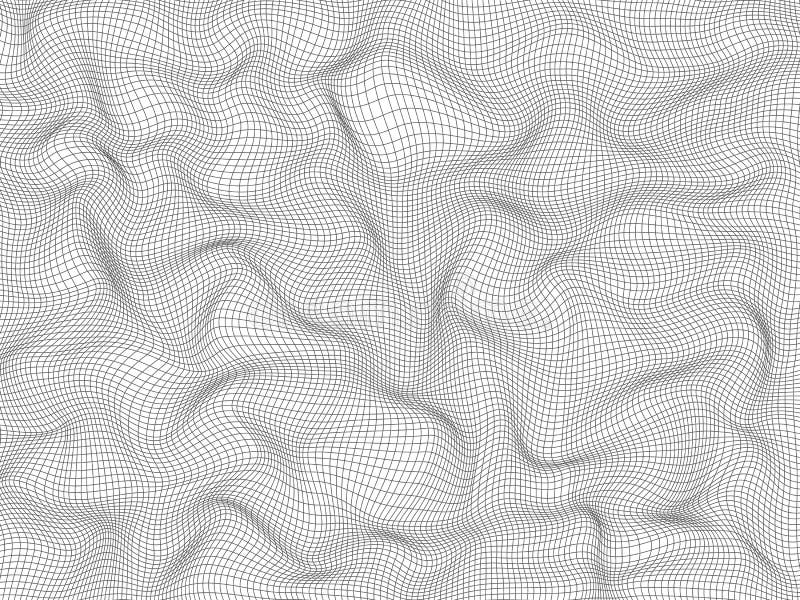 Distorted Gray Square Thin Lines. Abstract Wavy Grid 3 D Effect ...
