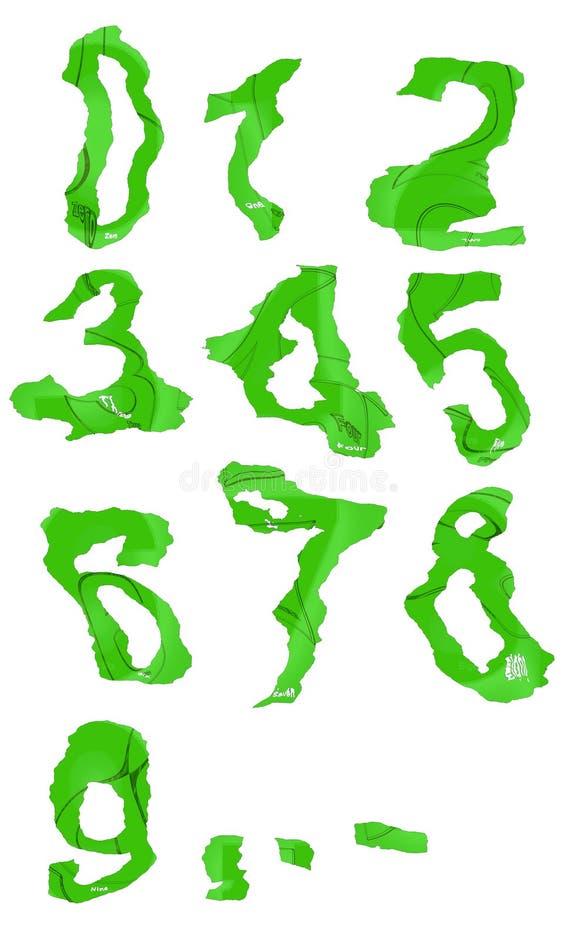 Distorted Green Digits from Zero To Nine Stock Illustration ...