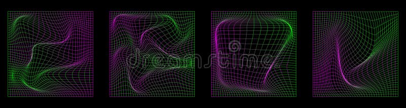 Distorted Grid Square Neon Pattern Stock Vector - Illustration of neon ...