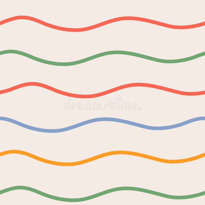 Distorted Groovy Multicolor Horizontal Lines Seamless Pattern. Retro ...