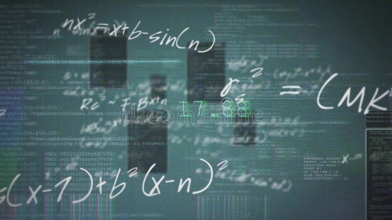 Distorted Computer Screen Background with Formulars and Codes ...