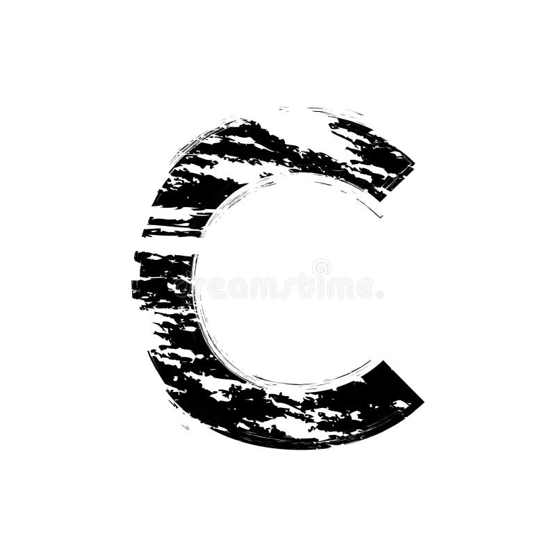 Distorted Letter C Vector. Grunge C Letter of the Alphabet. Trendy ...