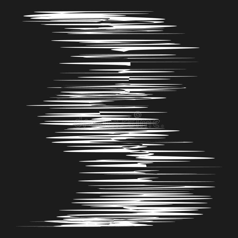Distorted Line Pattern. Abstract Vector Shape. Black White Streaks ...