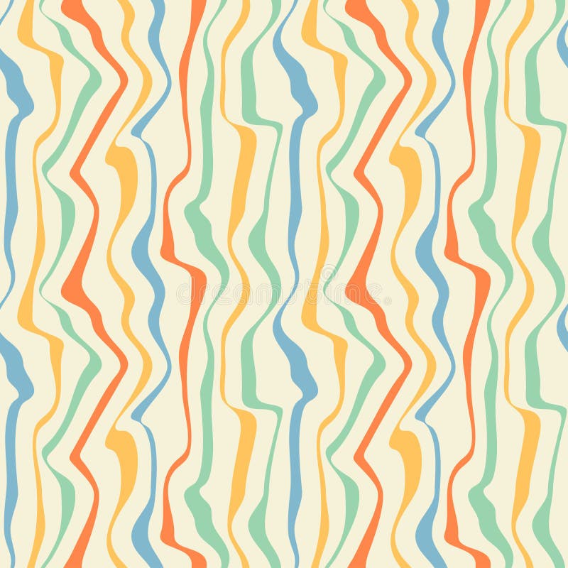 Distorted Lines Psychedelic Seamless Pattern. Retro 70s 90s 00s Style ...