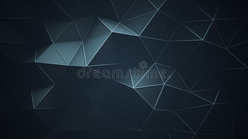 Distorted Low Poly Construction with Lines on Edges 3D Rendering Stock ...