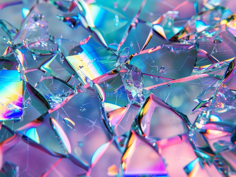 Distorted Mirror Shards Reflect Holographic World in Vivid Colors Stock ...