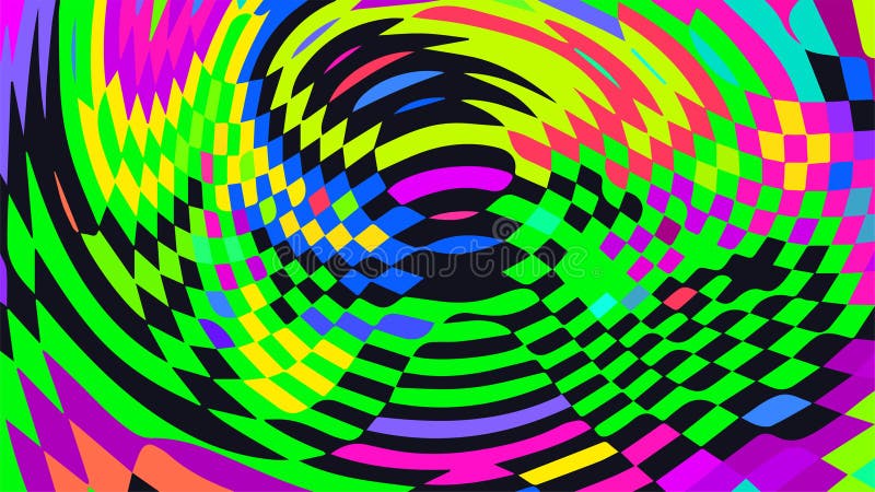 Distorted Neon Checkered Pattern. Abstract Euphoria Stock Illustration ...