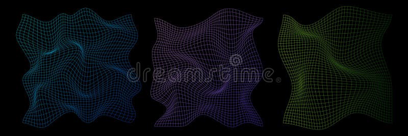 Distorted Neon Grid Pattern. Warped Mesh Texture. Retro Punk Design ...