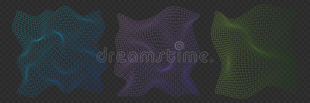Distorted Neon Grid Pattern. Warped Mesh Texture. Retro Punk Design ...
