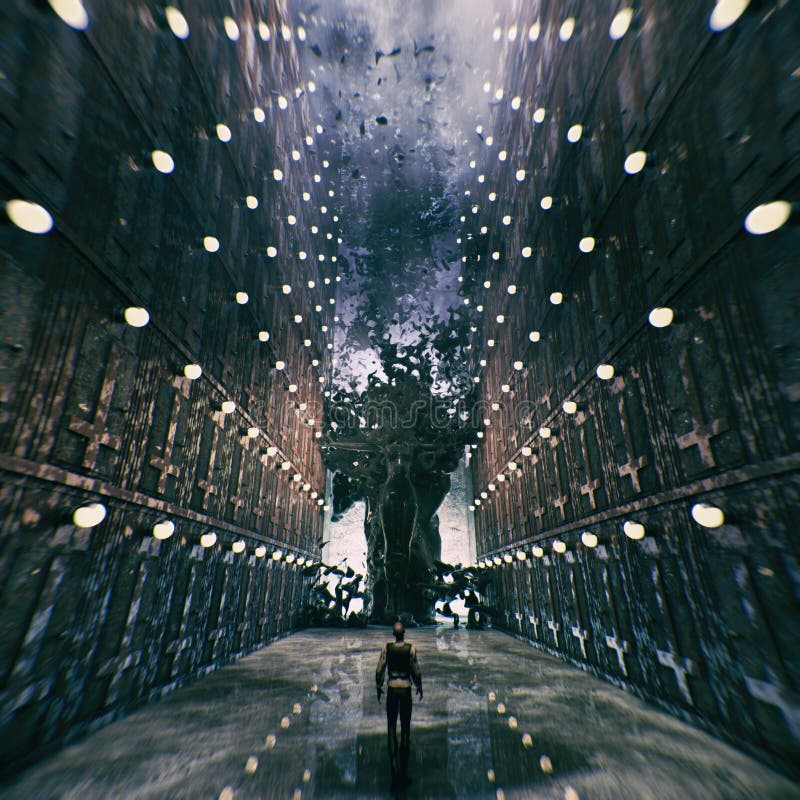 Nightmare Environment Monochrome Concept Art Stock Illustration ...