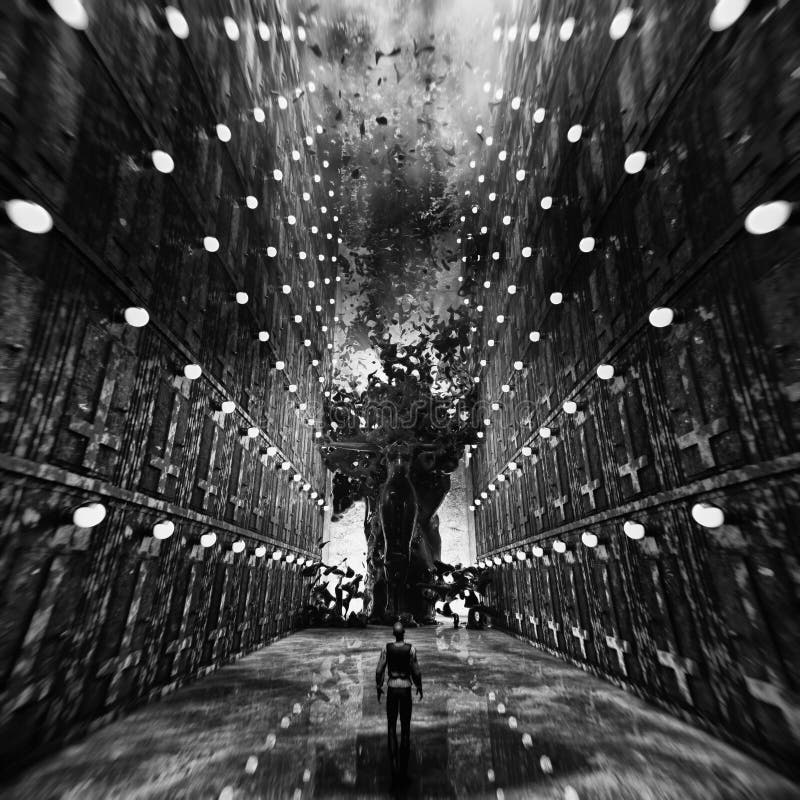 Distorted Nightmare Environment Concept Art Stock Illustration ...