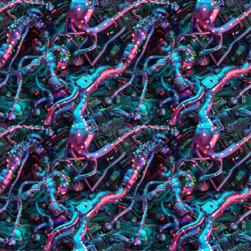 Distorted, Otherworldly Pathways on Circuit Board, Intertwined in a ...