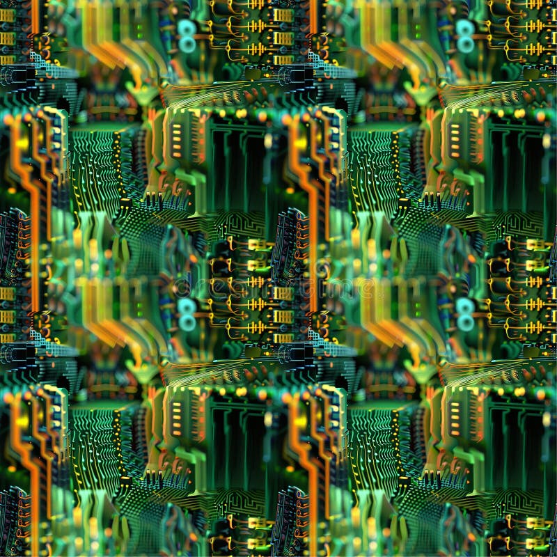 Distorted, Otherworldly Pathways on Circuit Board, Intertwined in a ...