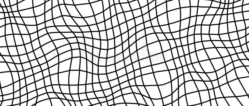 Distorted Outline Wireframe Background. Abstract Wavy Checkerboard ...