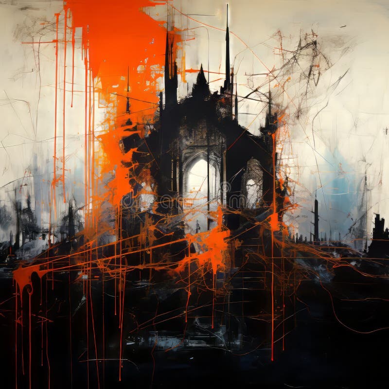 Vibrant Neo-expressionism Painting of Gothic Structure by Ebru Sidar ...