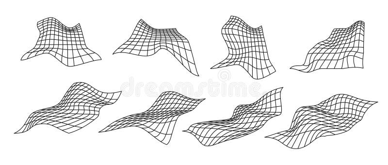 Distorted Perspective Grid Pack. Glitch Rectangle Plane Set. Wavy ...