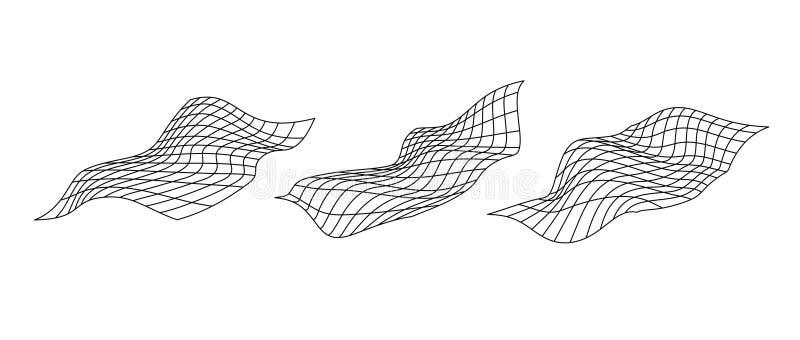 Distorted Perspective Grid Pack. Glitch Rectangle Plane Set. Wavy ...