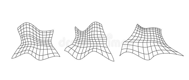 Distorted Perspective Grid Pack. Glitch Rectangle Plane Set. Wavy ...