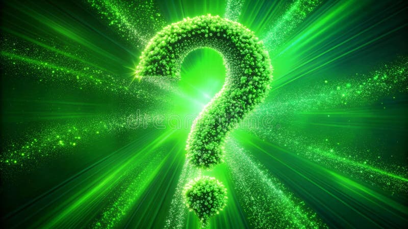 Distorted Question Mark Particle Bounce: Psychedelic Green Screen ...