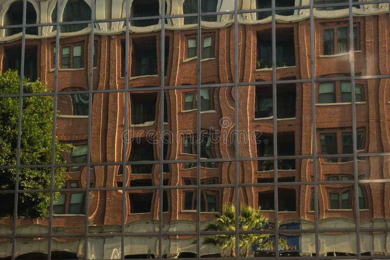 Distorted Reflection Brick Building Glass Stock Photos - Free & Royalty ...