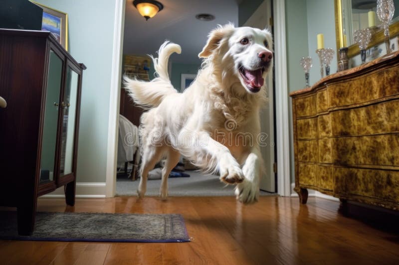 Distorted Reflection of Dog Chasing Tail in Mirror Stock Illustration ...