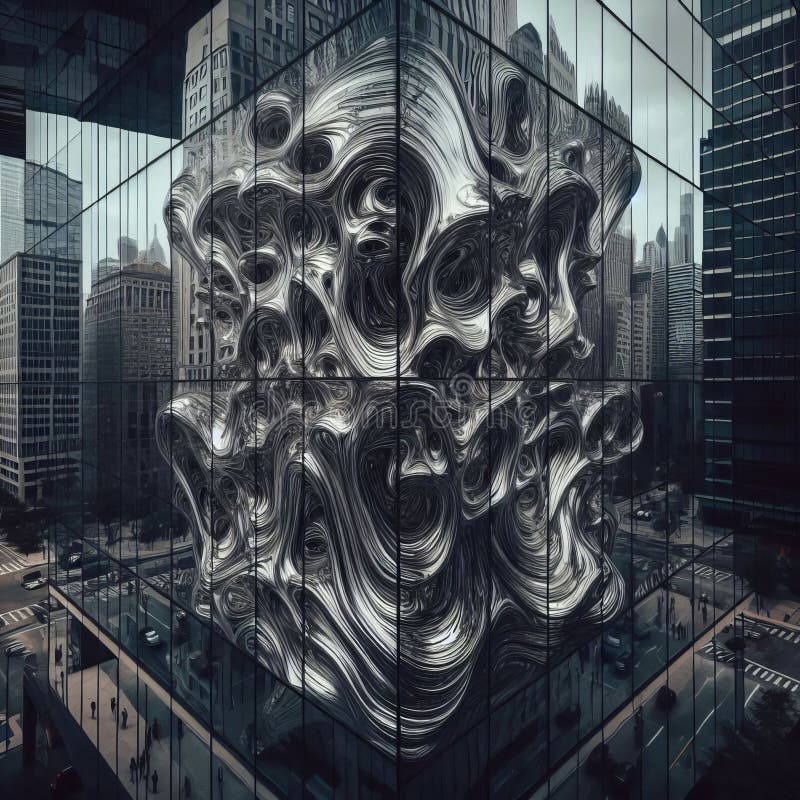 Distorted Reflection a Glass Facade Reflecting a Distorted Ima Stock ...