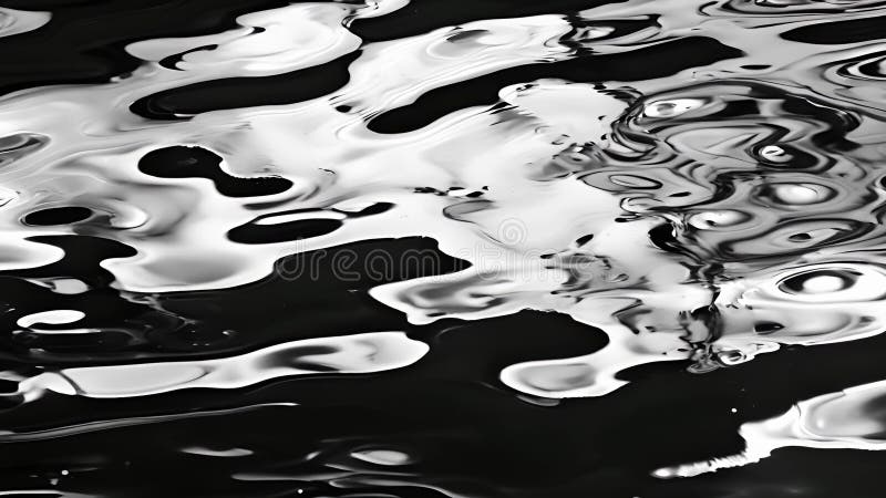 Distorted Reflections Dancing on the Surface of Rippled Water. Black ...