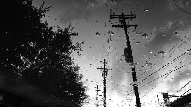Distorted Reflections in a Rain Puddle Stock Illustration ...