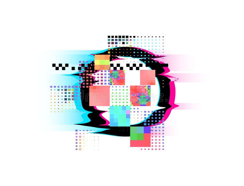Round Glitch Frame Vector, TV Signal Distortion. Isolated Background ...