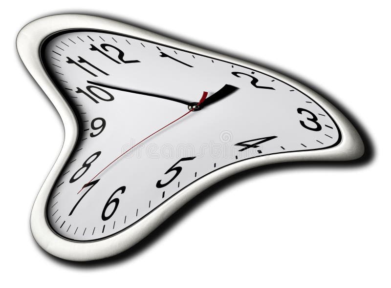 Distorted Round Wall Clock on White Background Stock Image - Image of ...