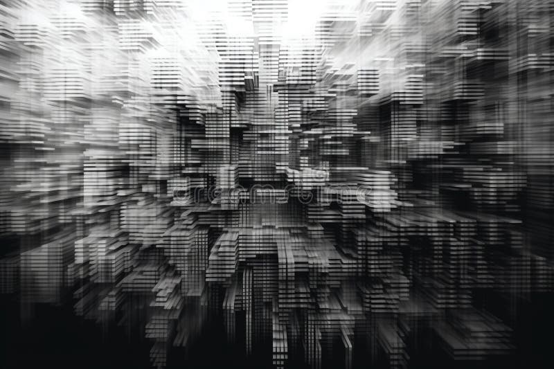 Distorted Scan Lines in Motion Blur Effect Style Black and White ...
