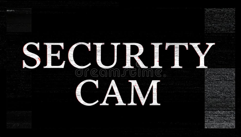 Distorted Security Cam Text on Black Background with Glitch Effects and ...