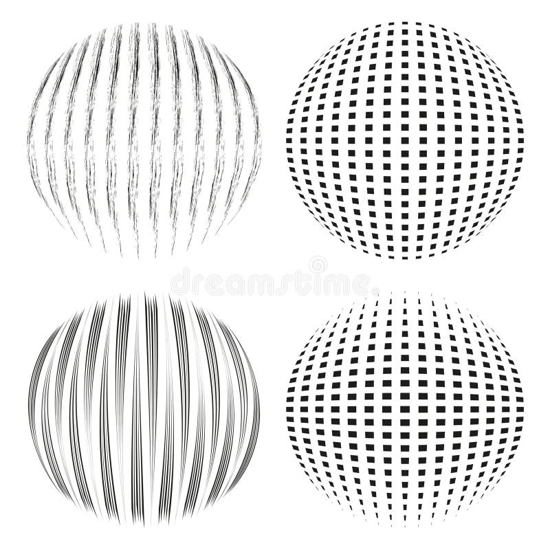 Distorted Sphere Icon. Geometric Warping Shape. Black Line Texture ...