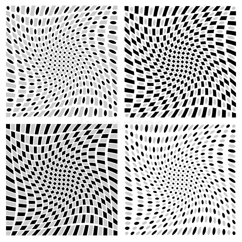 Distorted Spirally, Rotating Patterns with Squares and Circles Stock ...