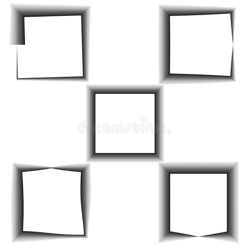 Distorted Square Frames. Shadowed Abstract Shapes. White Background ...