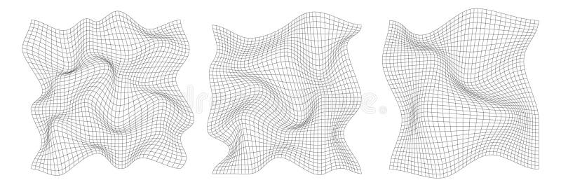Distorted Square Grid. Warped Mesh Texture. Retro Punk Design Elements ...