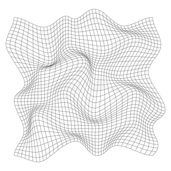 Distorted Square Grid. Wireframe Wave Geometry Grid. Warped Mesh ...