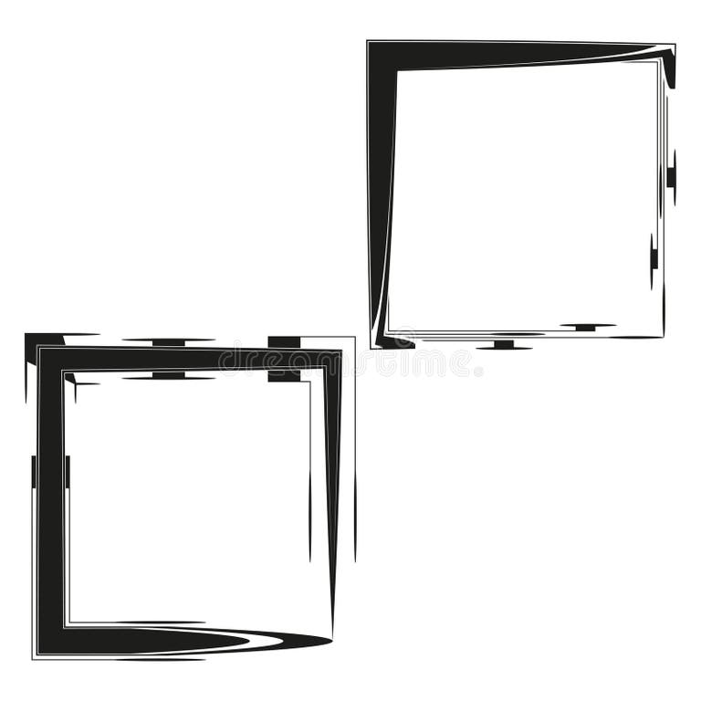 Distorted Square Shape. Abstract Frame Vector. Broken Border Icon ...