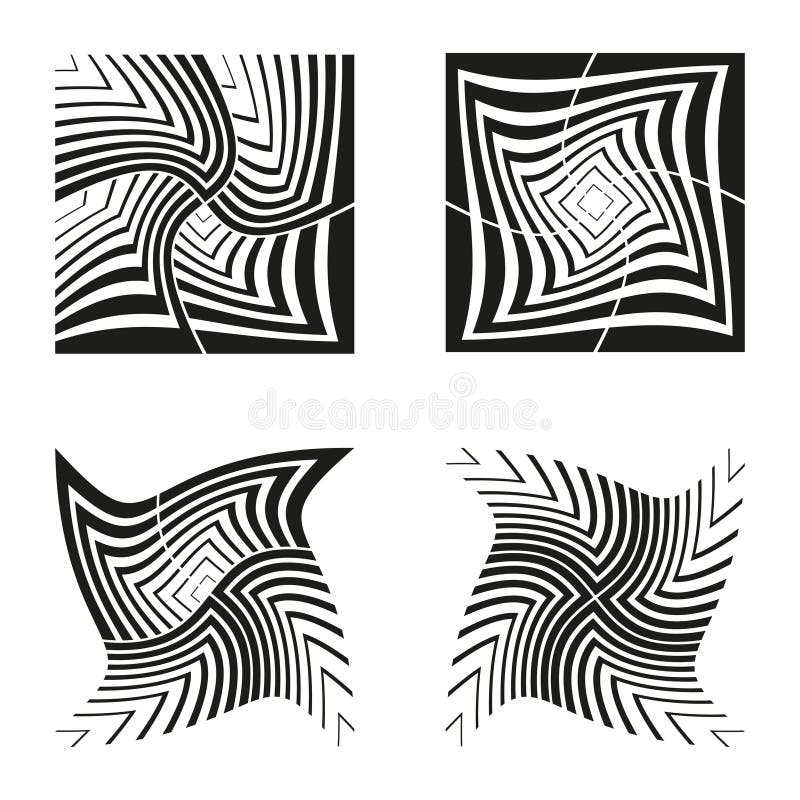 Distorted Square Shape. Optical Stripe Swirl. Abstract Warped Figure ...