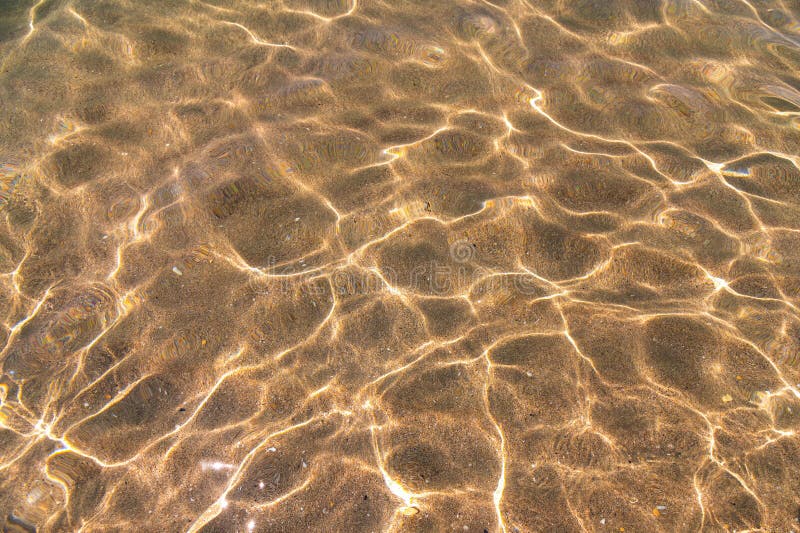 Distorted Texture of Sand Under Water. Transparent Water Ripples, Sand ...